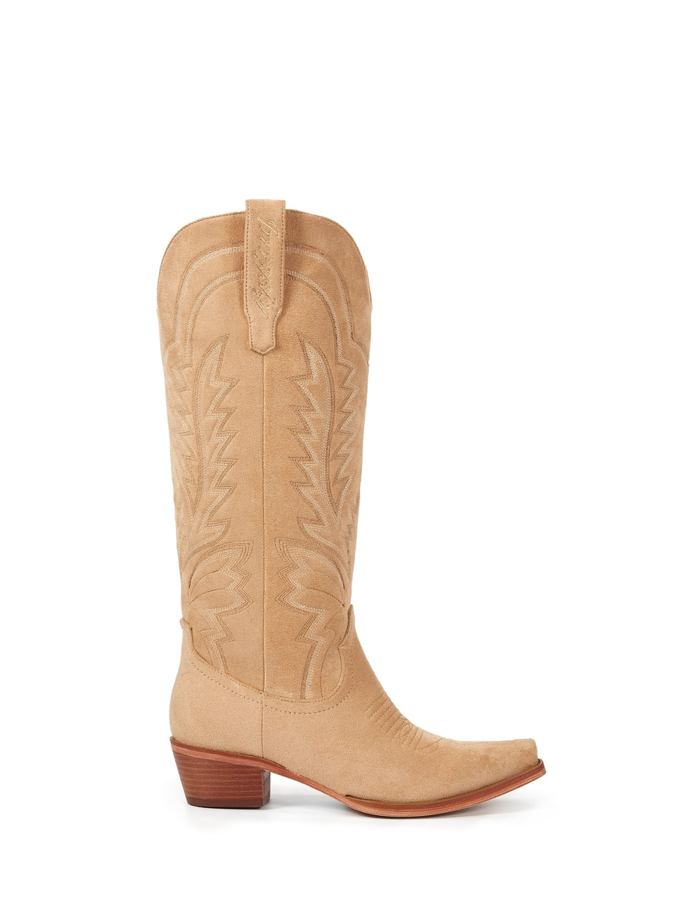 Eleanor Western Boots – Beige Suede Cowboy Boots for Women – Ivory Sky